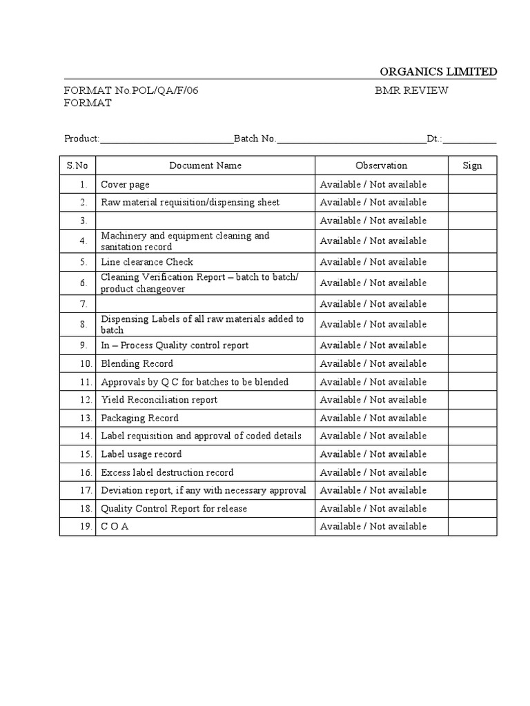 BMR Review Format | PDF | Business Process | Business