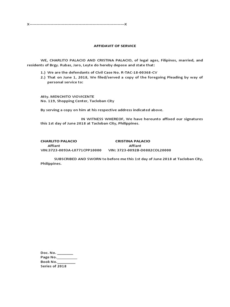 Affidavit of Service | PDF