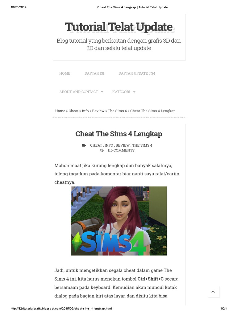 Cheat The Sims 4 Lengkap - Tutorial Telat Update | PDF