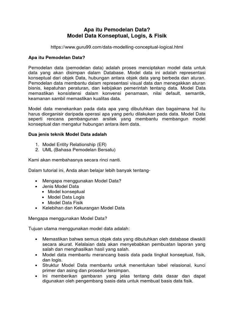 Apa Itu Pemodelan Data | PDF