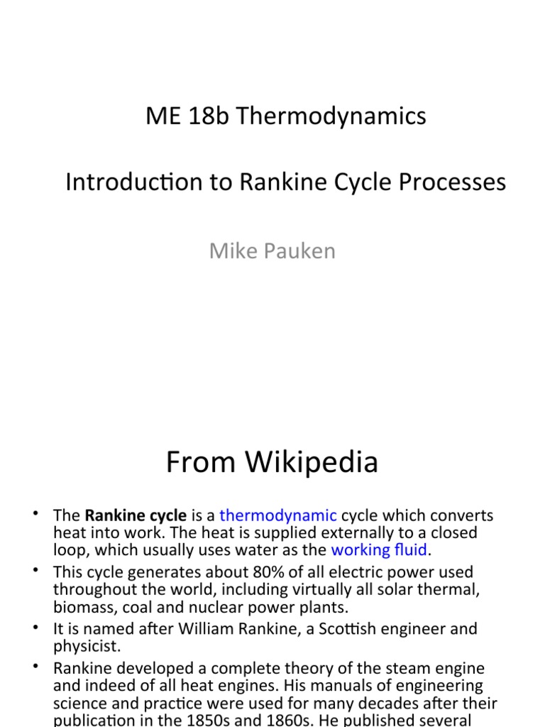 Rankine Cycle Introduction | PDF | Power Station | Steam