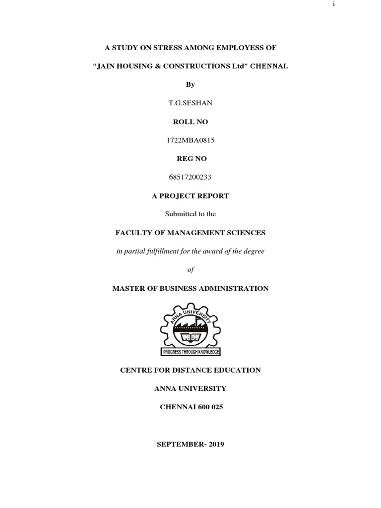 Stress Management - Report | PDF | Occupational Stress | Qualitative ...