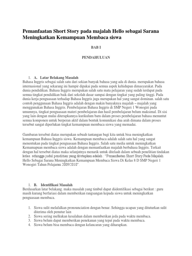 Majalah Hello Sebagai Sarana Meningkatkan Membaca | PDF | Karier ...