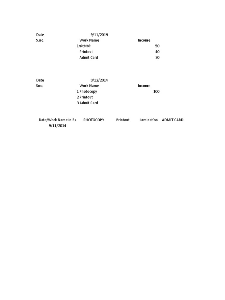 Daily Hisaab Sheet | PDF