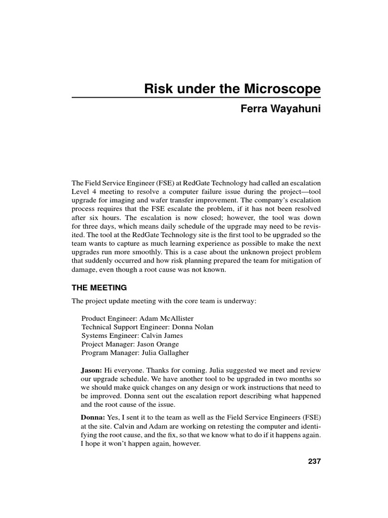 Case Study Risk Management | PDF | Risk Management | Reliability ...
