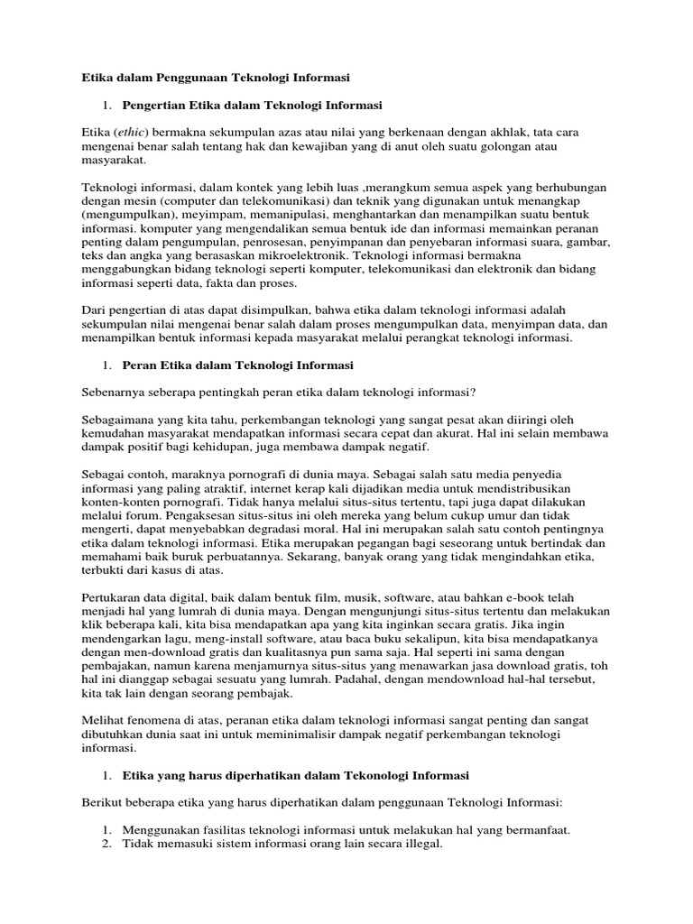 ETIKA DALAM TEKNOLOGI INFORMASI | PDF