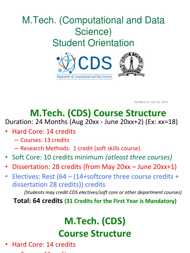 M.Tech - CDS - IISc Course Plan 2019 | PDF | Numerical Analysis | Thesis