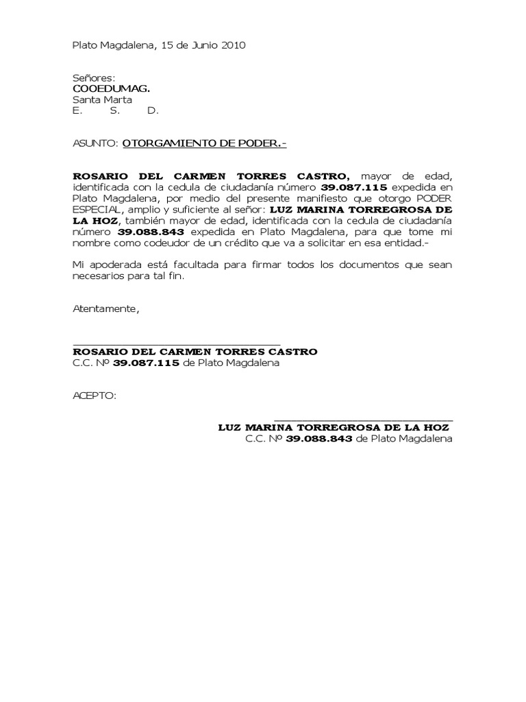 PODER COOEDUMAG PARA SERVIR CODEUDOR 15 de Junio OTHER | PDF