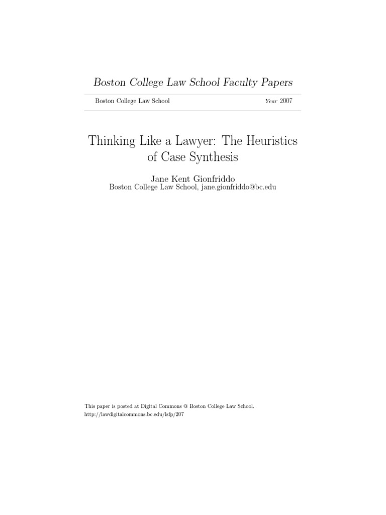 Heuristics of Case Synthesis in Law | PDF | Precedent | Lawyer
