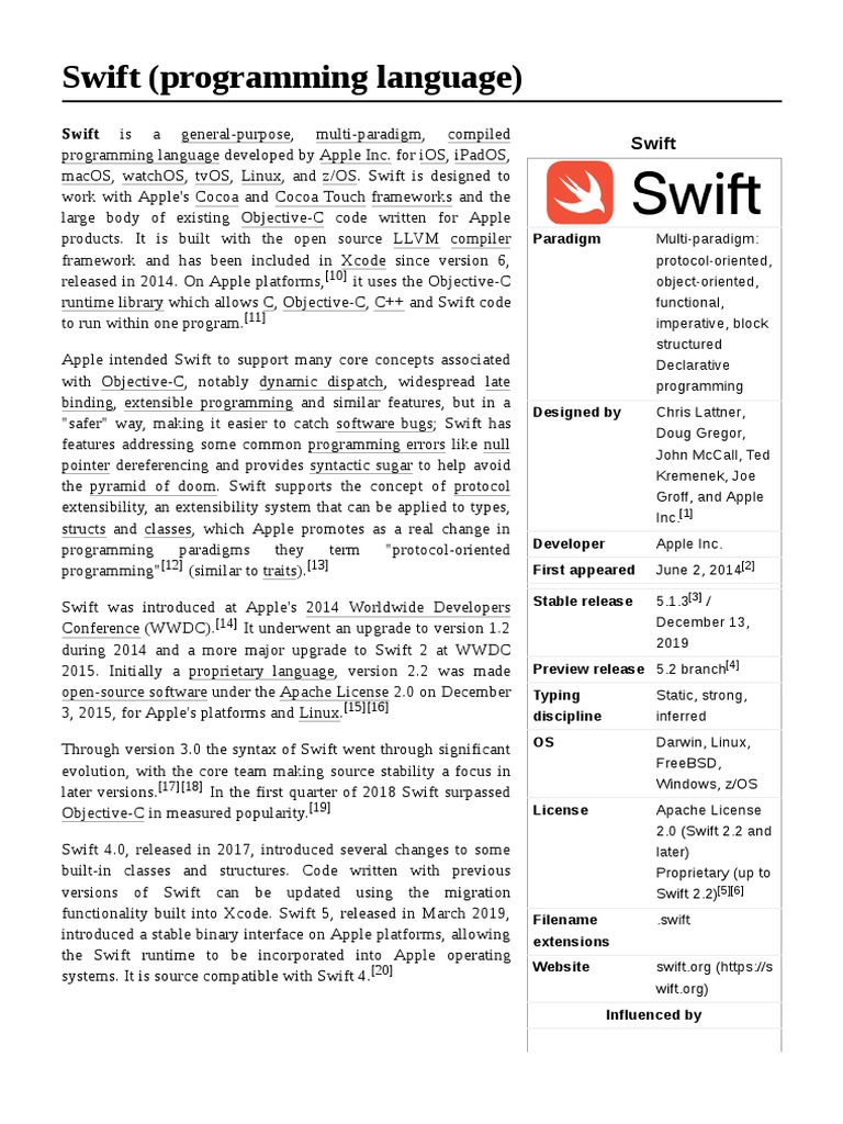 Swift (Programming Language) | PDF | Swift (Programming Language) | Objective C