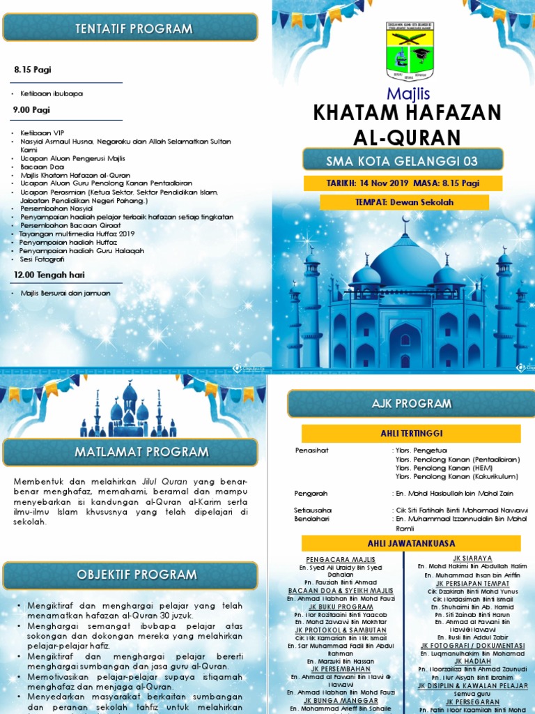 BUKU PROGRAM Majlis Khatam Al Quran2019 | PDF