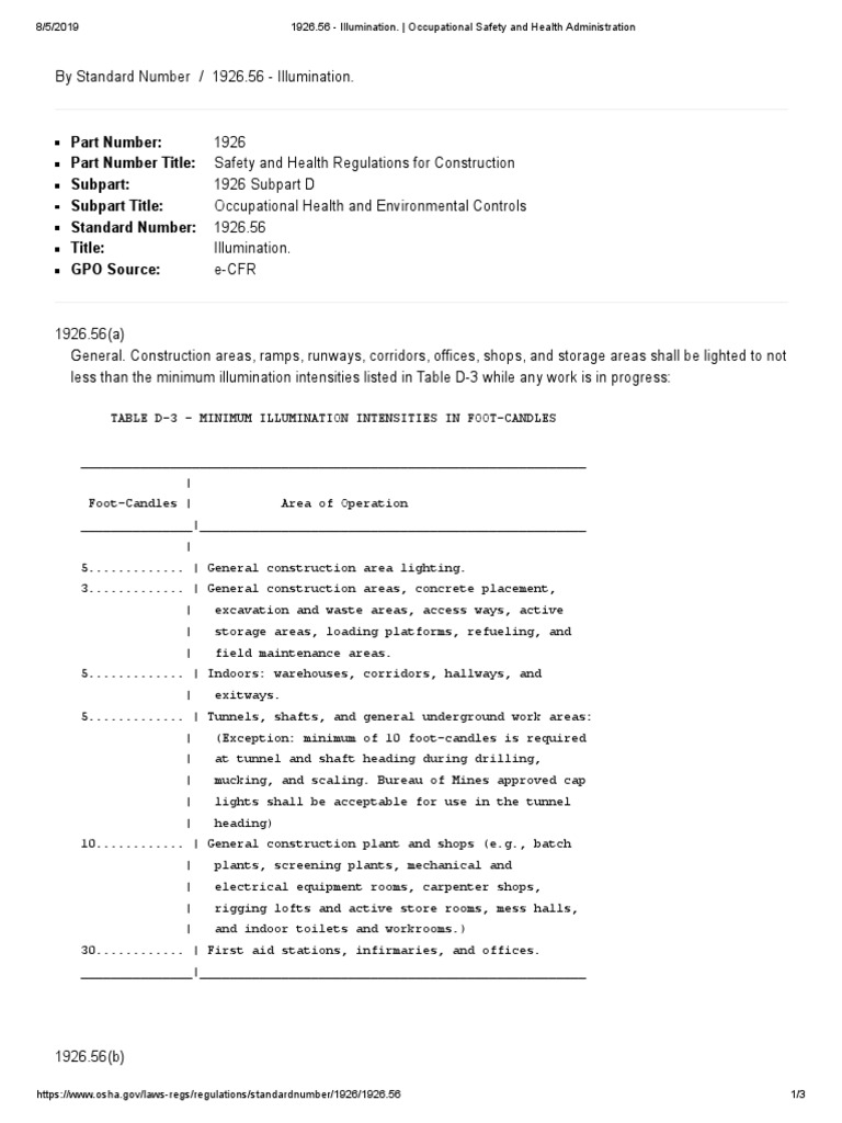1926.56 - Illumination. - Occupational Safety and Health Administration ...