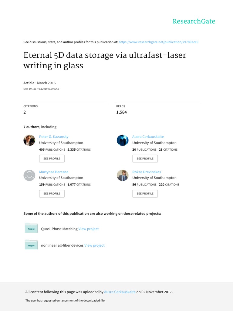 Eternal 5D Data Storage Via Ultrafast-Laser Writin | PDF | Polarization ...