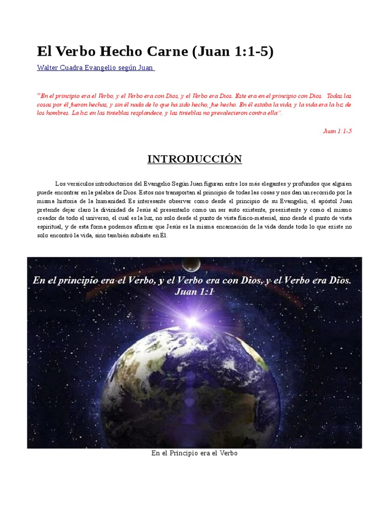 El Verbo Hecho Carne 1 de Juan | PDF | Evangelio de juan | Logos ...