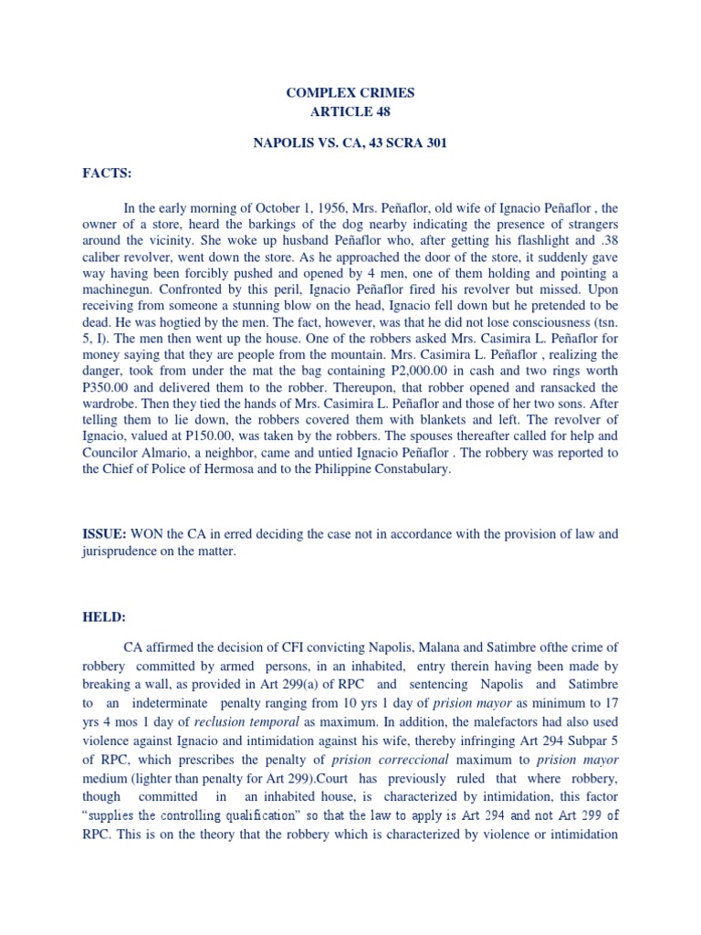 Revisiting People v. Sebastian: Applying the Proper Penalty for Complex ...