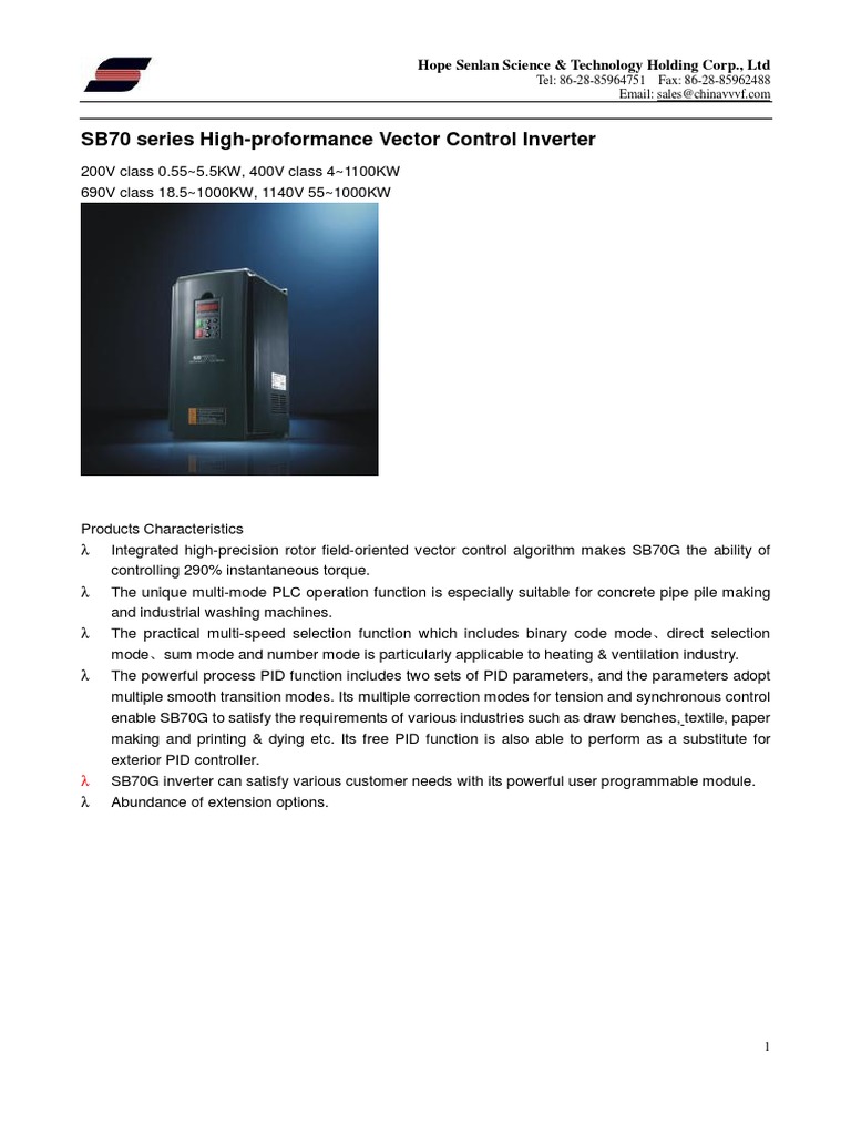 SB 70 | PDF | Programmable Logic Controller | Power Inverter
