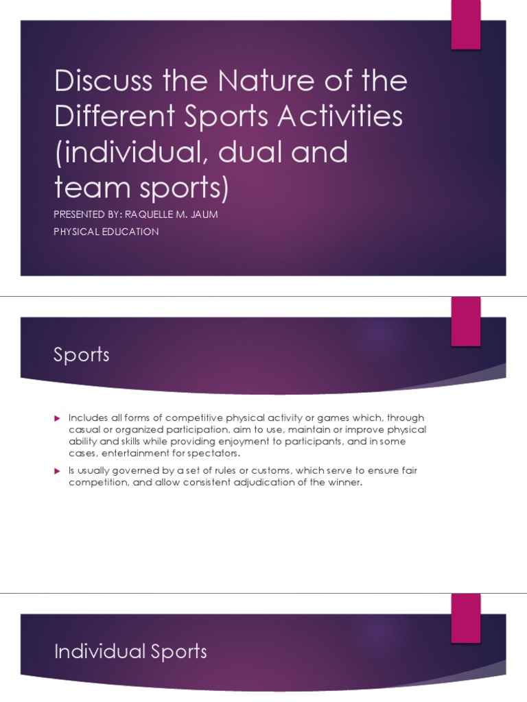 Nature of Sports Activities Explained | PDF | Career & Growth | Wellness