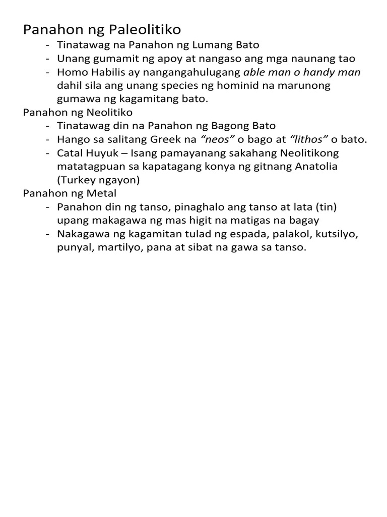 Panahon NG Paleolitiko | PDF