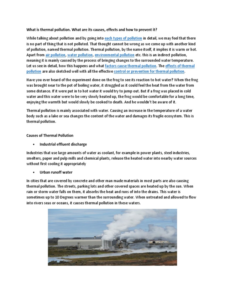 Understanding Thermal Pollution Effects | PDF | Water | Environmental ...