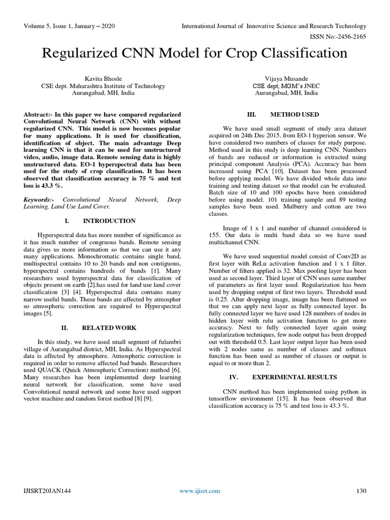 Regularized CNN Model For Crop Classification | PDF | Deep Learning ...