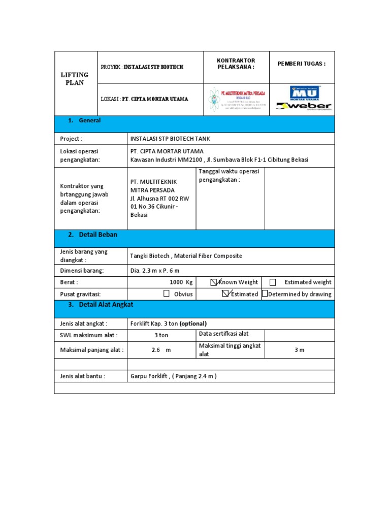 Form Lifting Plan | PDF
