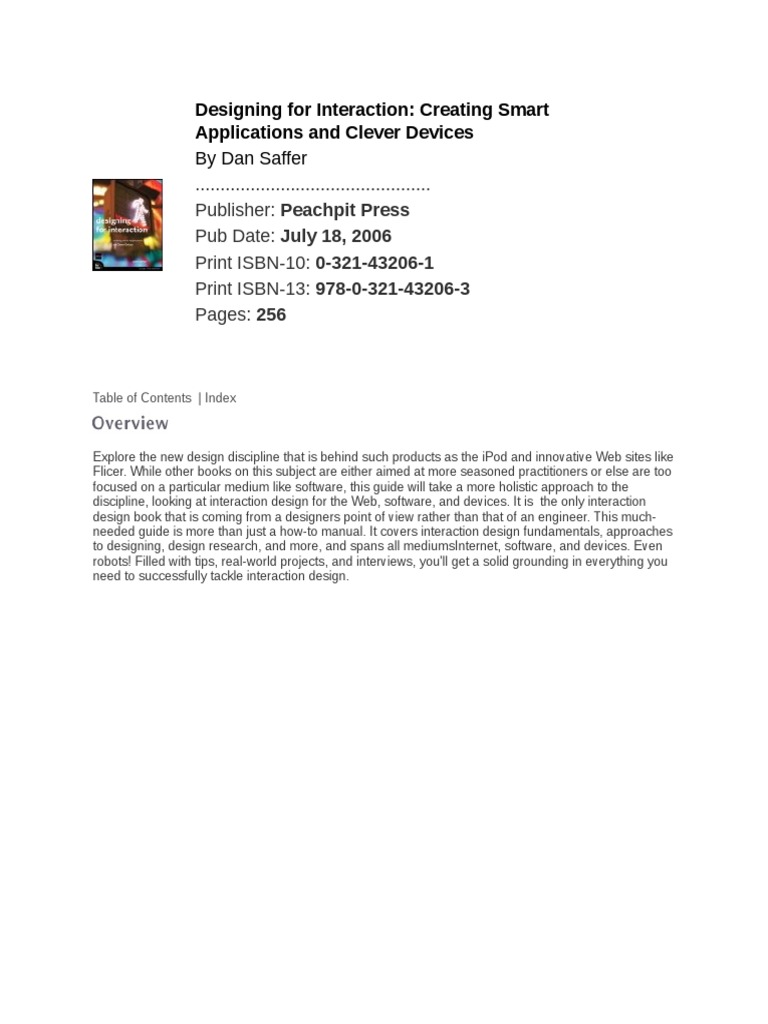 Dan Saffer Designing 4 Interaction PDF | PDF | Human–Computer ...