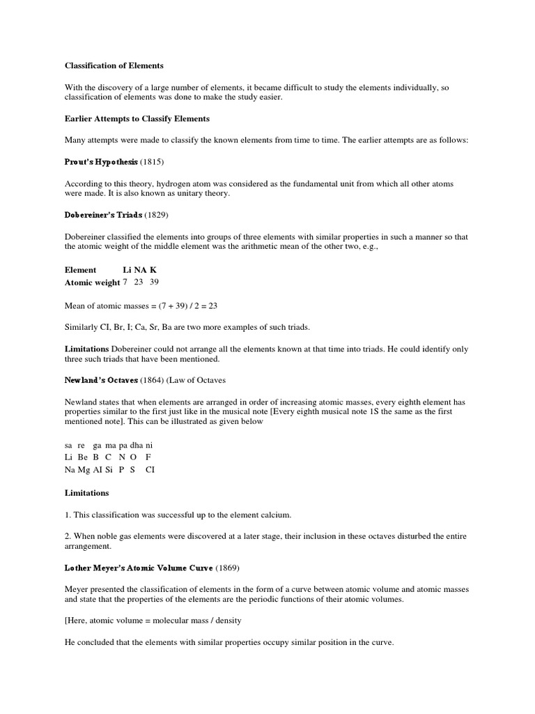 Classification of Elements-Notes | PDF | Periodic Table | Ion