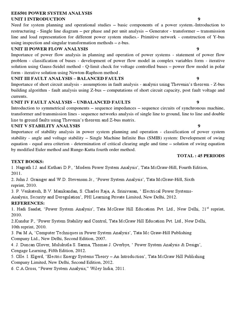 Ee6501 Power System Analysis Pdf Electrical Breakdown High Voltage
