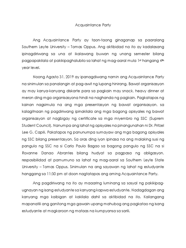 Acquaintance Party | PDF