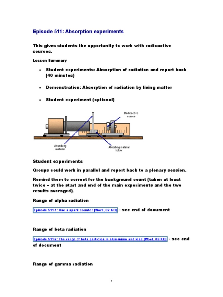 Episode 511 - Absorption Experiments - 0 | PDF | Radioactive Decay ...