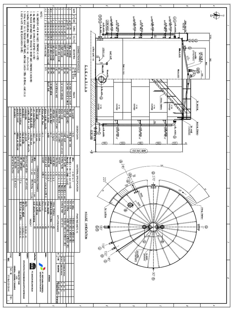 SPG-D-1350-201 GA Storage Water Tank Drawing PDF | PDF