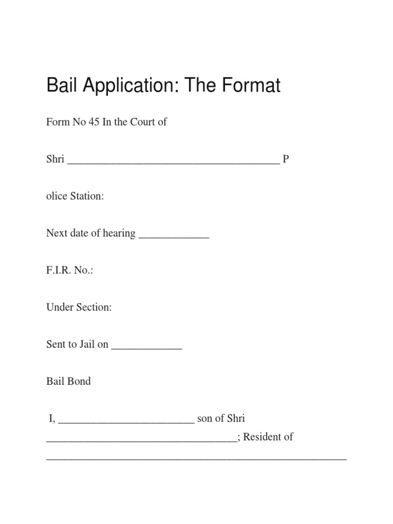 Bail Application | PDF | Bail | Arrest