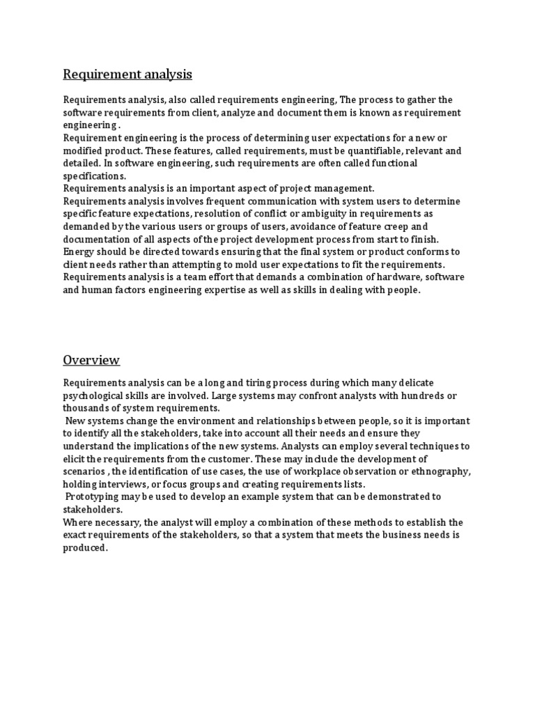 Requirement Analysis | PDF | Information Technology | Information ...