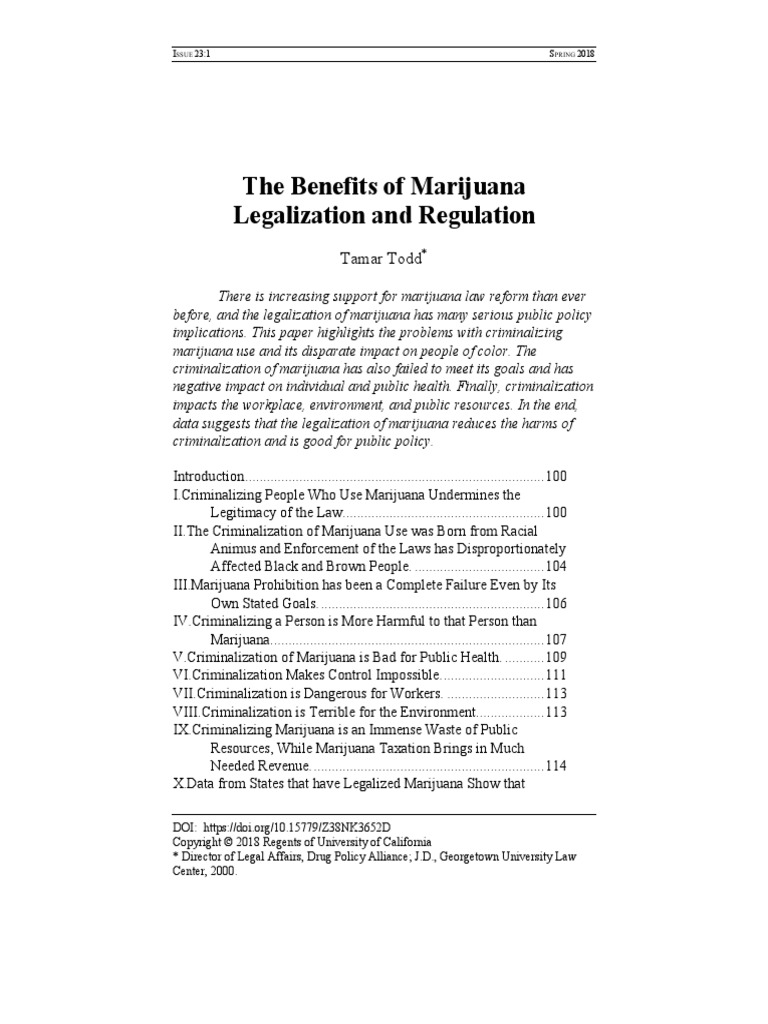 The Benefits of Marijuana Legalization and Regulation | PDF | Cannabis ...