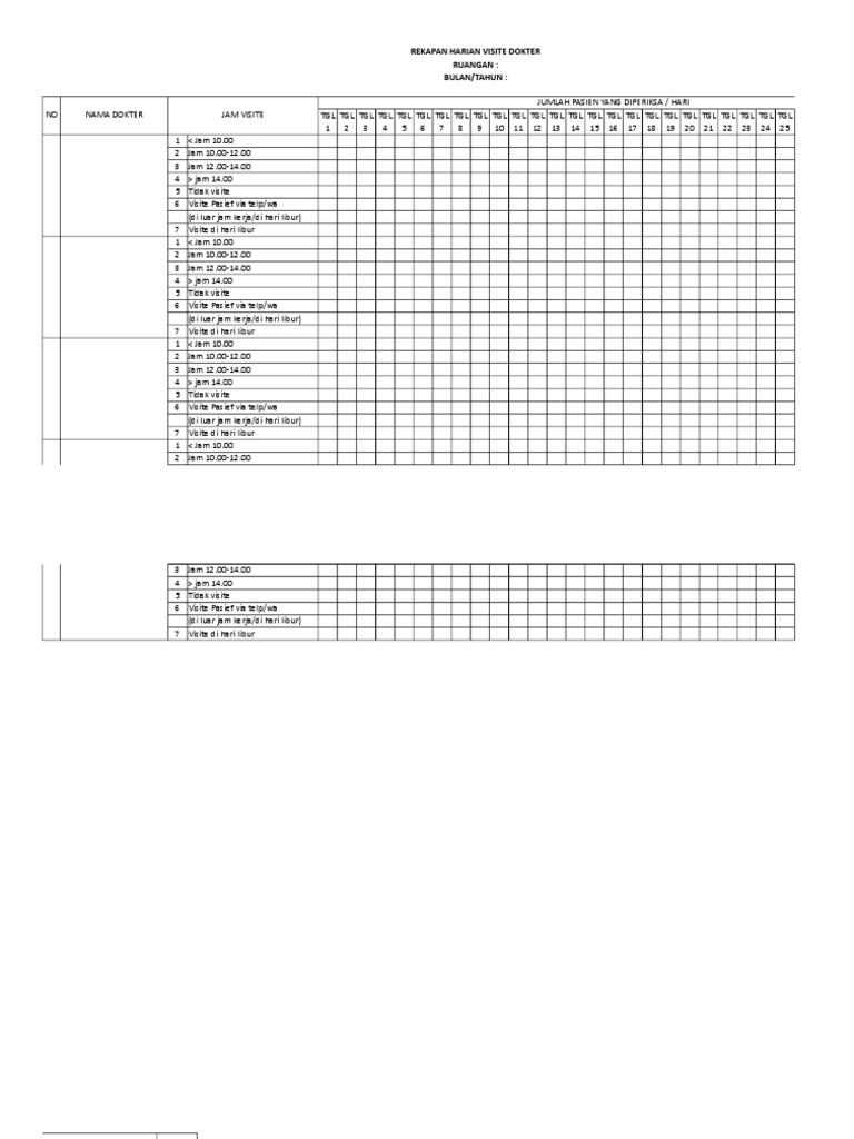 Formulir Rekap Visite Dokter | PDF