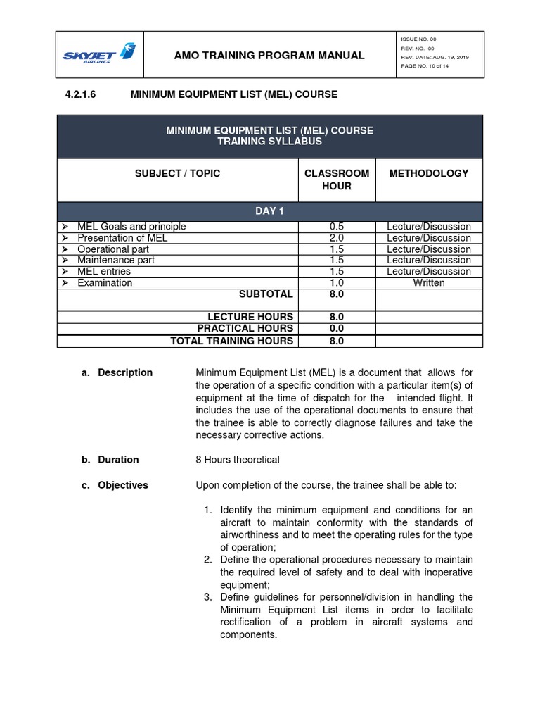 Understanding the Minimum Equipment List: A Training Syllabus on the ...