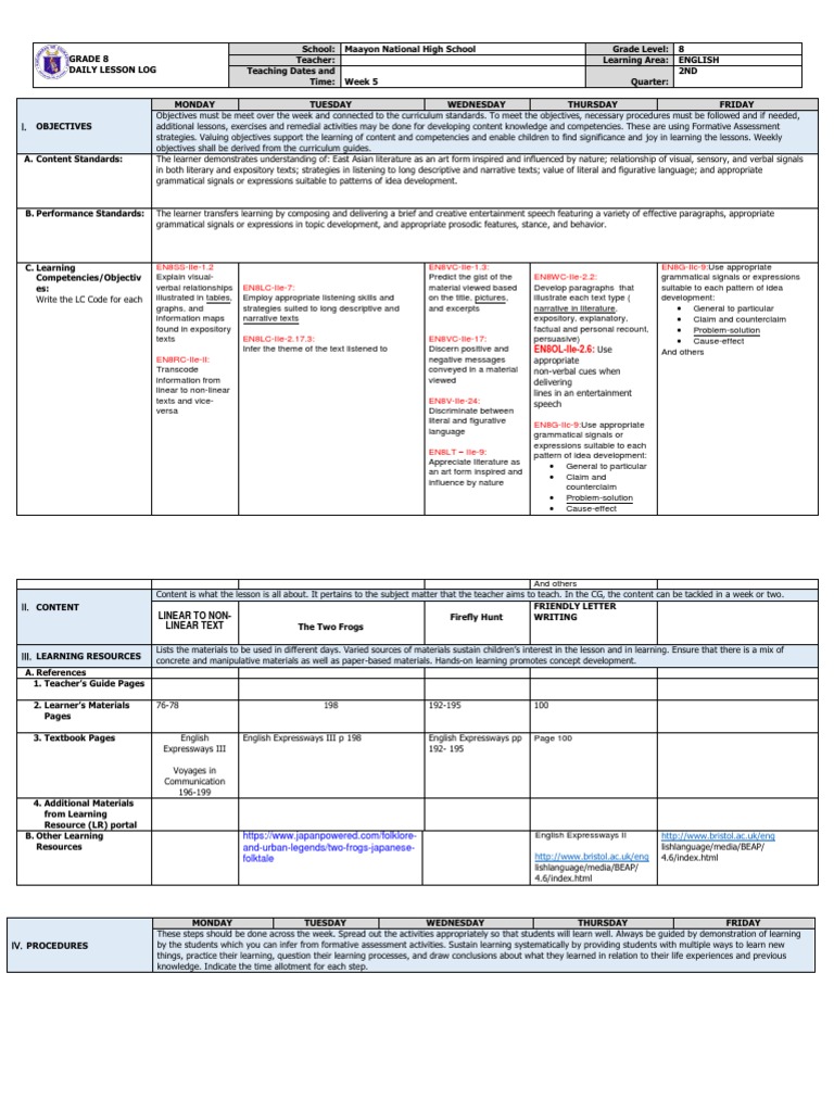 DLP8 - 2nd Quarter - 5th Week (Edited) | PDF | Narrative | Learning