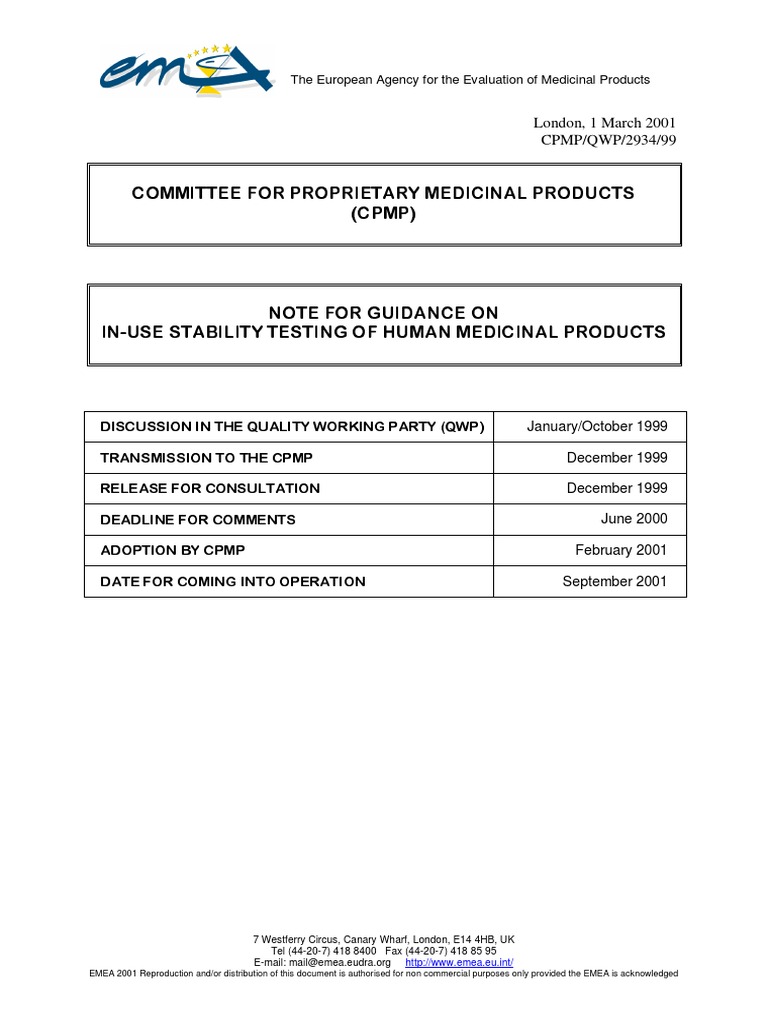In-Use Stability Testing Guidelines | PDF | Shelf Life | Assay