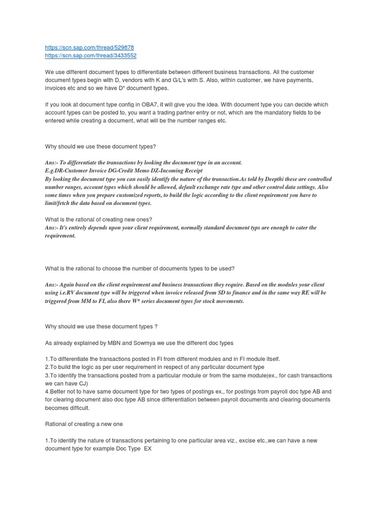 Understanding Sap Document Types Pdf Invoice Debits And Credits