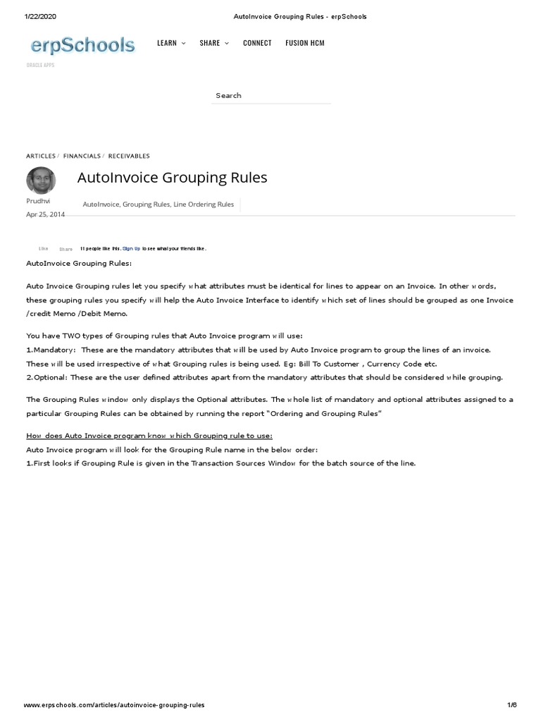 AutoInvoice Grouping Rules | PDF | Invoice | Debits And Credits