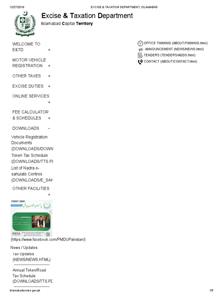 Excise & Taxation Department, Islamabad | PDF | Excise | Taxation