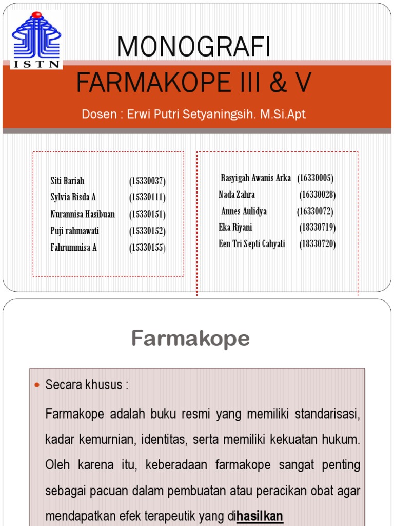 Monografi Farmakope III Dan V Kel. 5 | PDF
