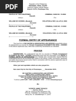 Sample Formal Entry of Appearance - People v. X | PDF