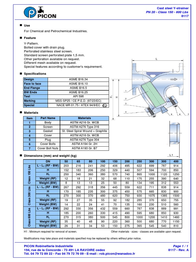 Y Strainer ND100 150Lbs E2501 F 641 - Data Sheet 8117 PDF | PDF ...
