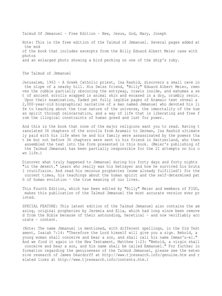 Talmud of Jmmanuel - Free Edition - New, Jesus, God, Mary, Joseph | PDF ...