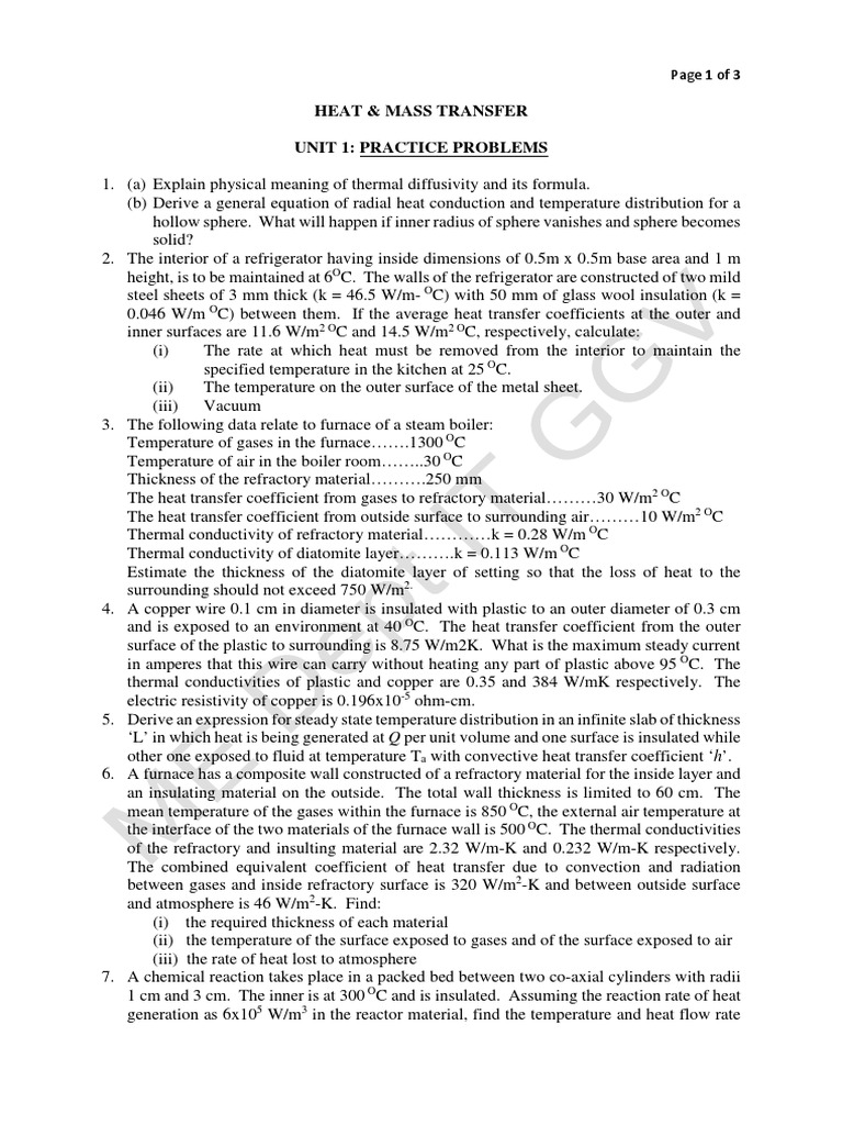 HMT Unit-1 PDF | PDF | Heat Transfer | Thermal Insulation