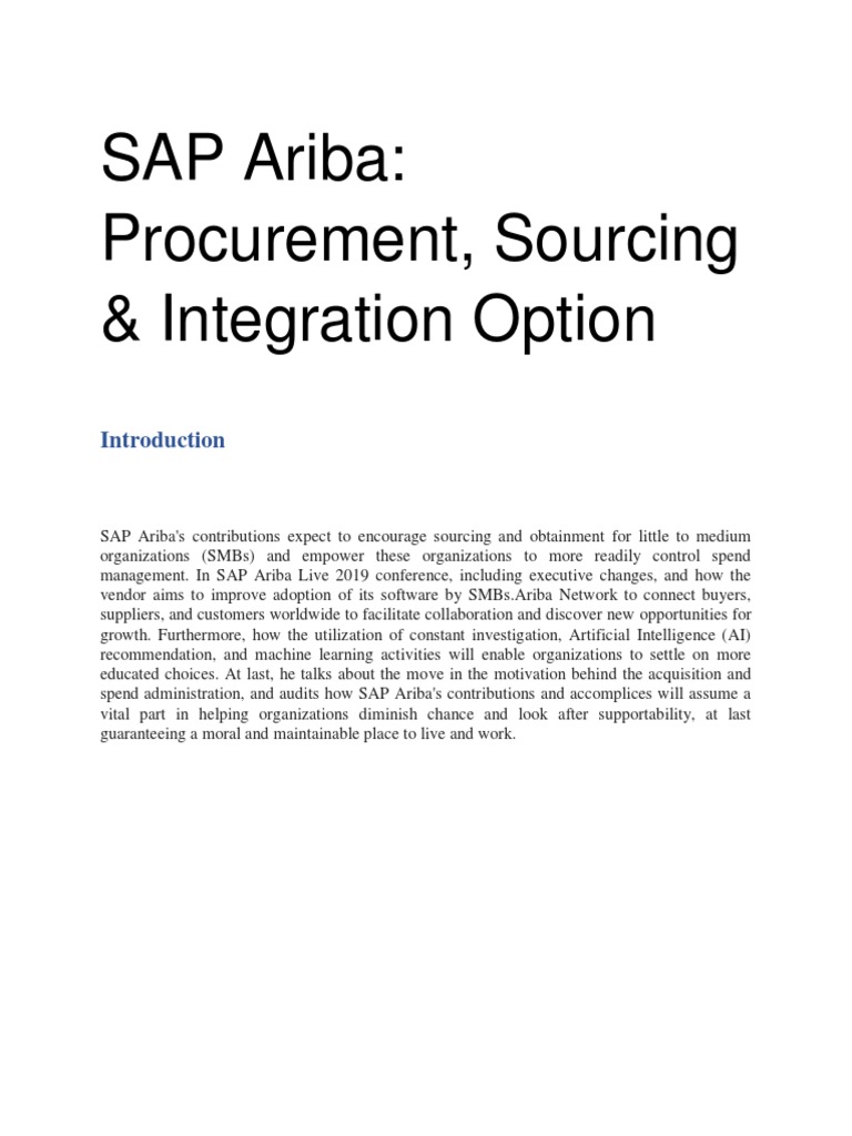 Procurement and Integration ARIBA PDF | PDF | Procurement | Educational ...