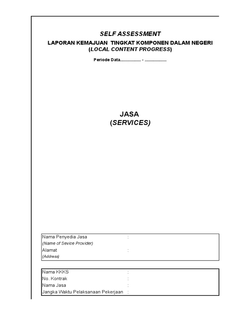 Form Self Assessment TKDN Jasa Migas | PDF