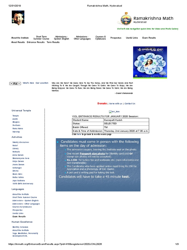 Ramakrishna Math, Hyderabad | PDF | Swami Vivekananda | Spirituality