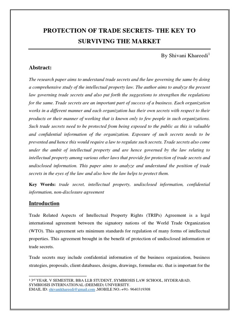Protecting Trade Secrets in Business | PDF | Trade Secret | Non ...